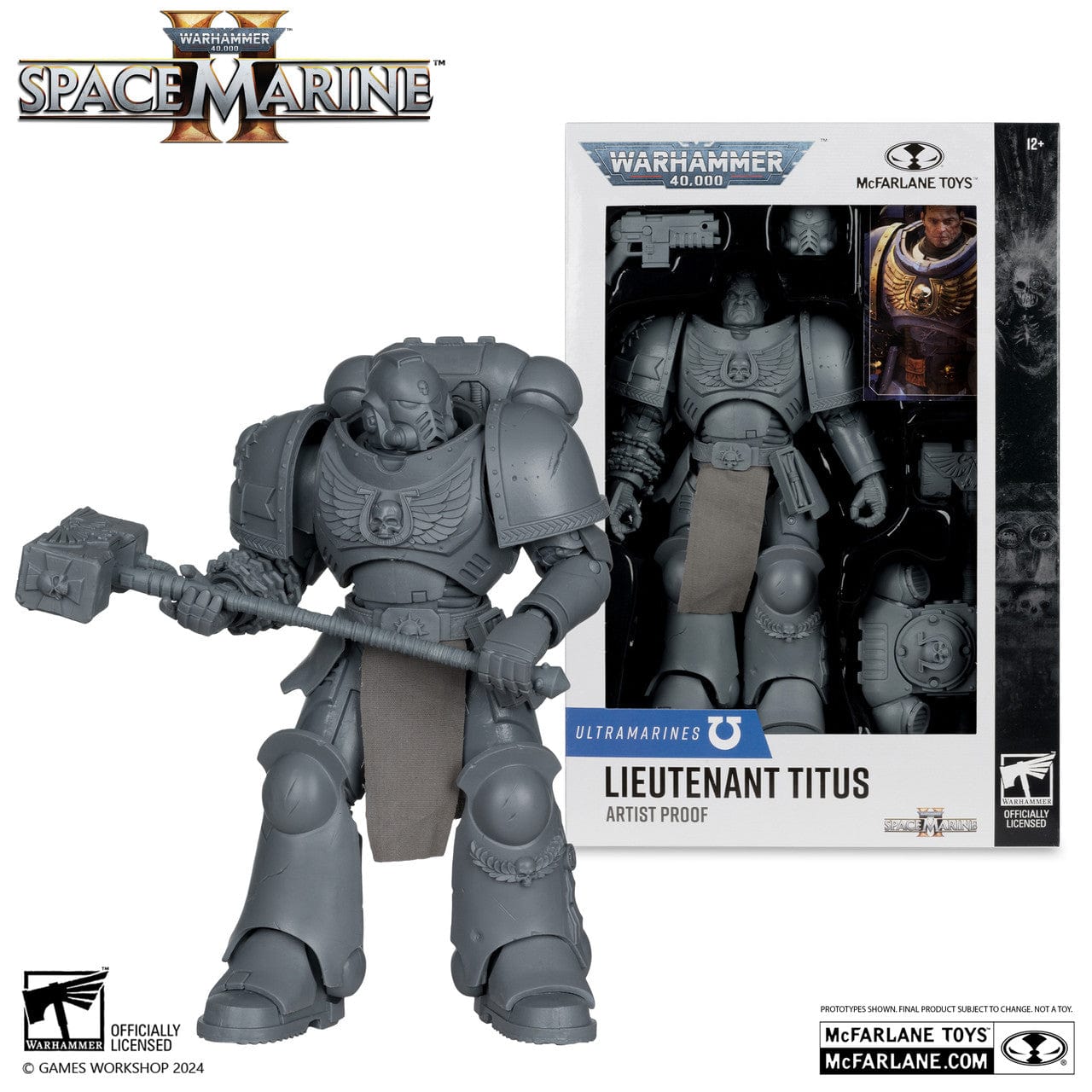 McFarlane Toys Warhammer 40,000 Lieutenant Titus Figure Unpainted Spac ...